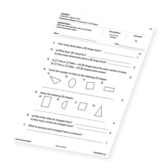Recap: Introduction To 2D Shapes (L1 Maths) | Learnest